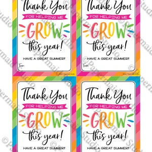 Printable Teacher Appreciation Plant Gift Tag - Thank You Card - PTA ...