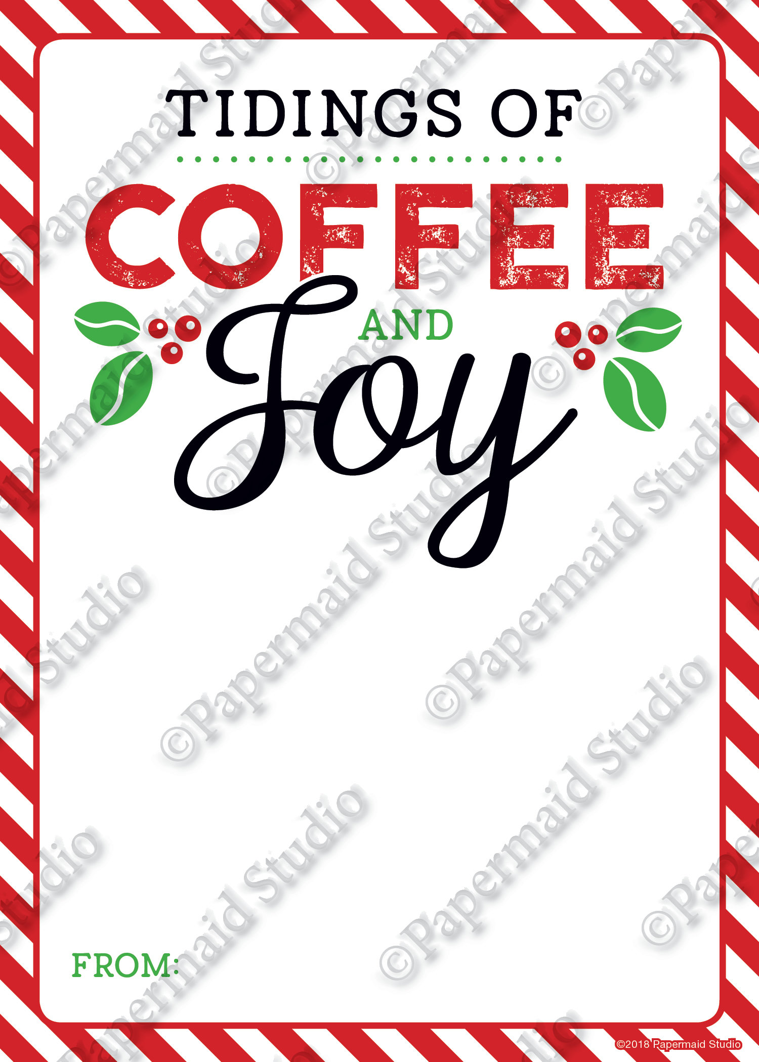 PRINTABLE Coffee Themed Christmas Card Coffee Holiday Card | Etsy