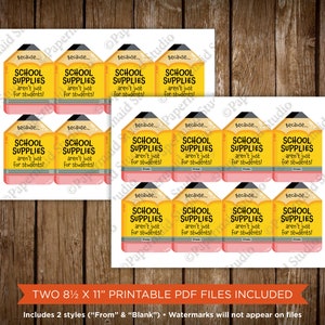 Back to School Tag Printable First Day of School Pencil Gift Tag ...