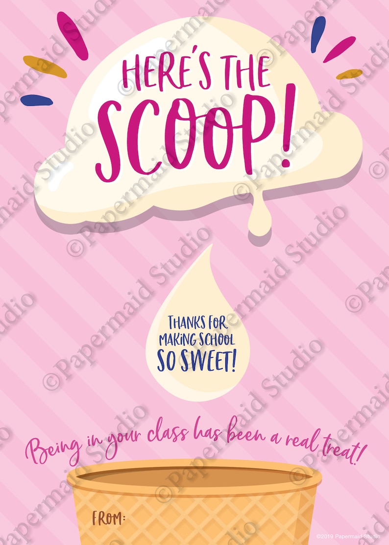 PRINTABLE Teacher Ice Cream Gift Card Holder - Teacher Appreciation ...