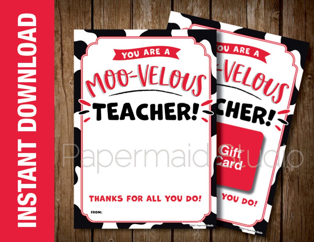 PRINTABLE Teacher Thank You Card - Chicken Chick Gift Card Holder for ...