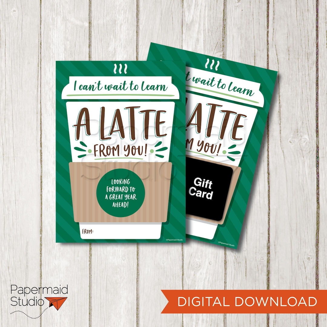 Teacher Coffee Gift Card Holder Printable - Teacher Back to School Gift ...