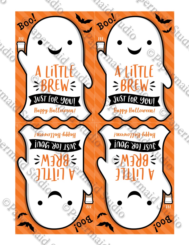 Halloween Gift Tag for Coffee Teacher Halloween Hang Tag - Etsy