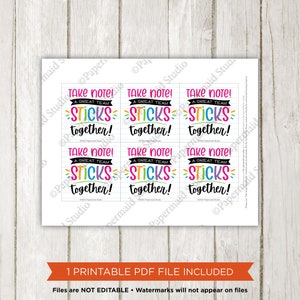 Sticky Note Tag Printable - Great Team Sticks Together - Employee ...