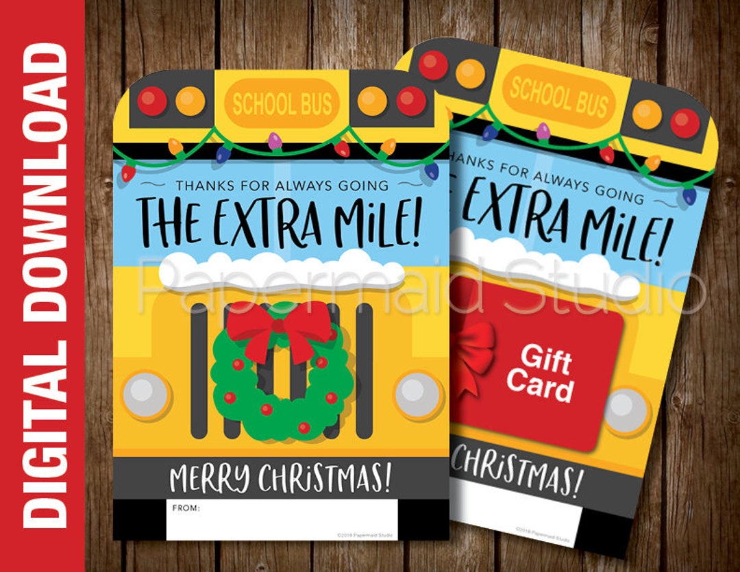 PRINTABLE Bus Driver Christmas Card Thank You - Bus Driver Gift Card ...