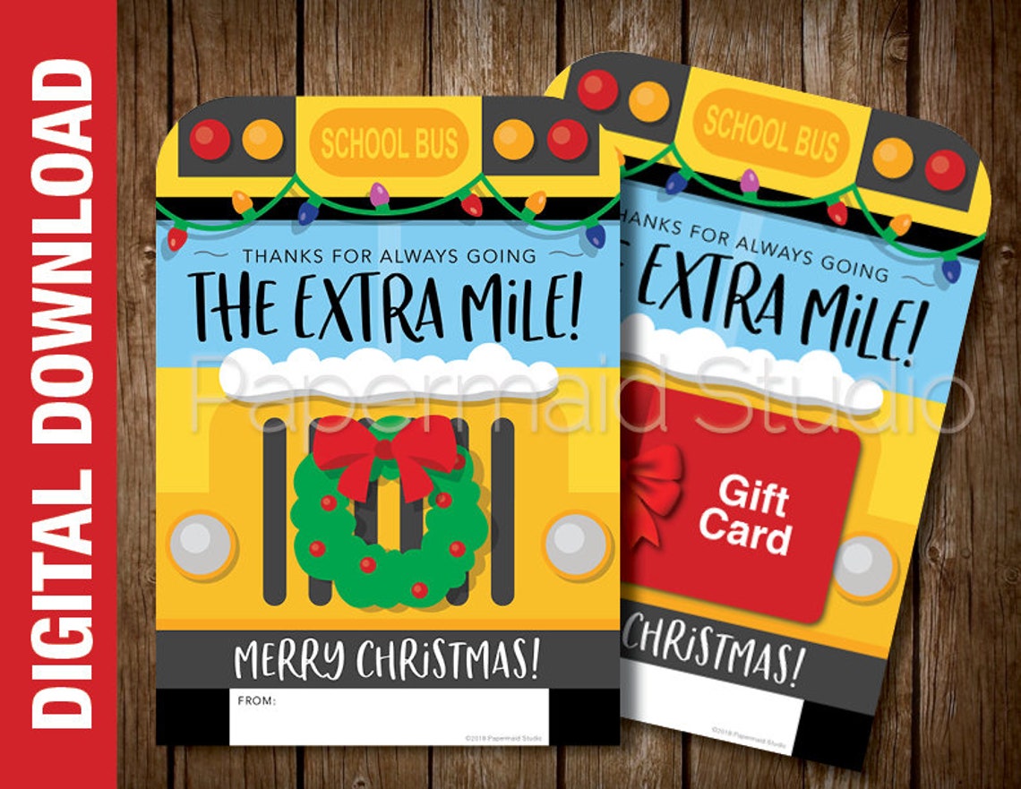 PRINTABLE Bus Driver Christmas Card Thank You Bus Driver | Etsy