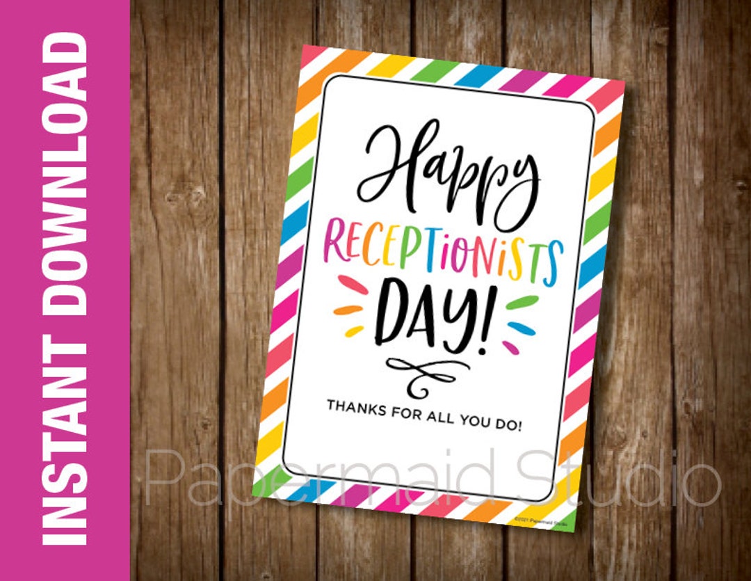 PRINTABLE Receptionists Day Thank You Card National - Etsy