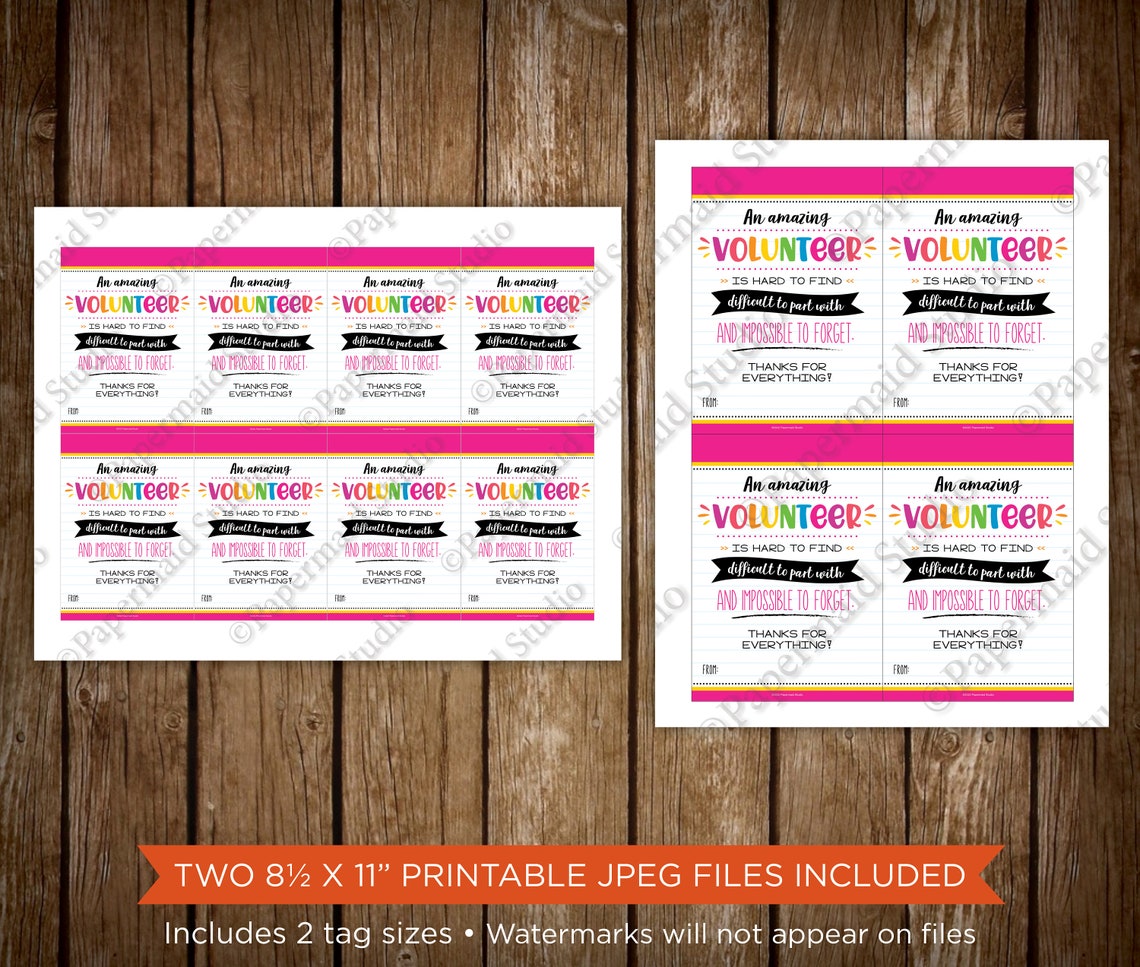 Volunteer Thank You Gift Tag School Class Volunteer - Etsy