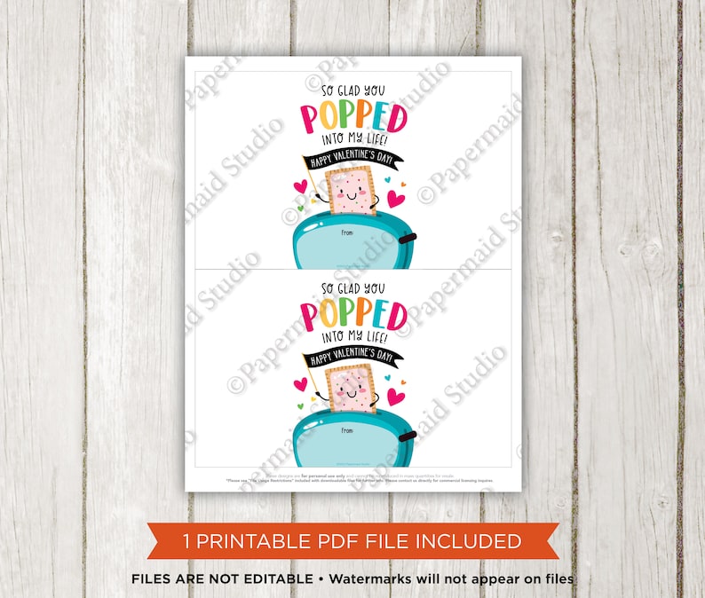 Pop Pastry Valentine Labels - Printable Valentine Toaster Tart Wrap Tag ...