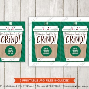 Welcome Back to the Grind Printable Card - Teacher First Day of School ...