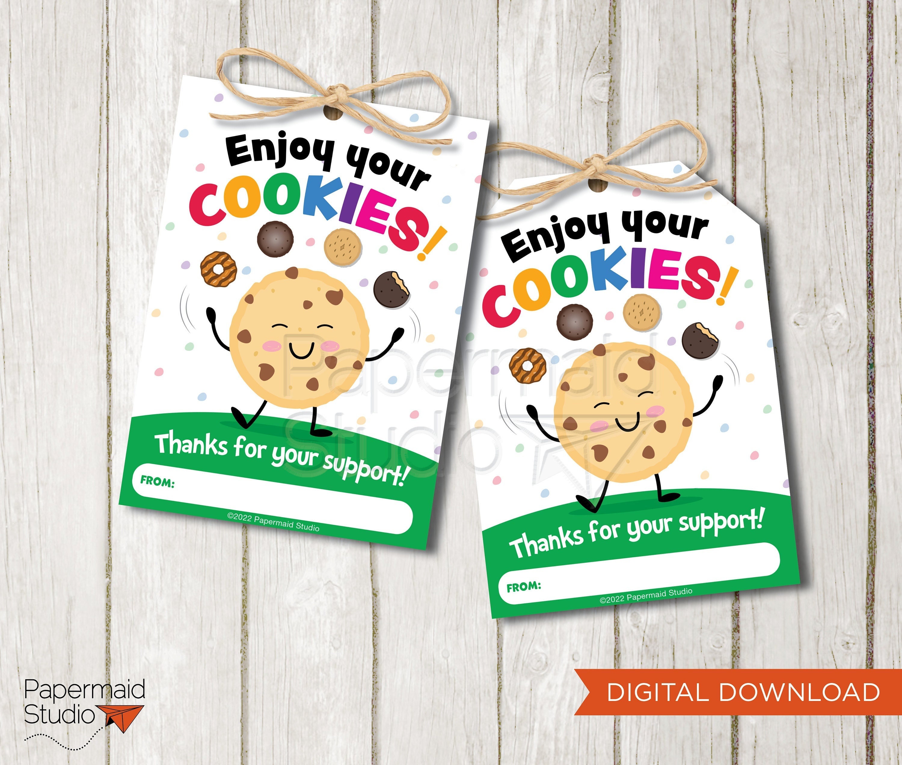 Cookie Thank You Tags Printable - Cookie Booth Thank You Note - Cookie ...