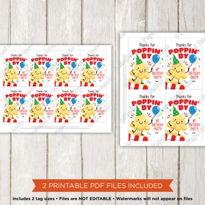 Popcorn Birthday Party Tag - Popcorn Thank You Gift Tag - Thanks for ...