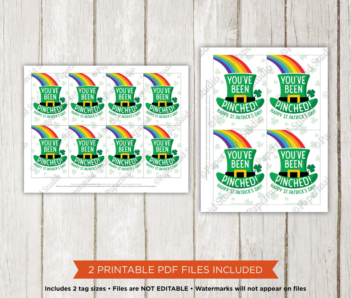 St. Patrick's Day Tag Printable - You've Been Pinched Tag - Staff St ...