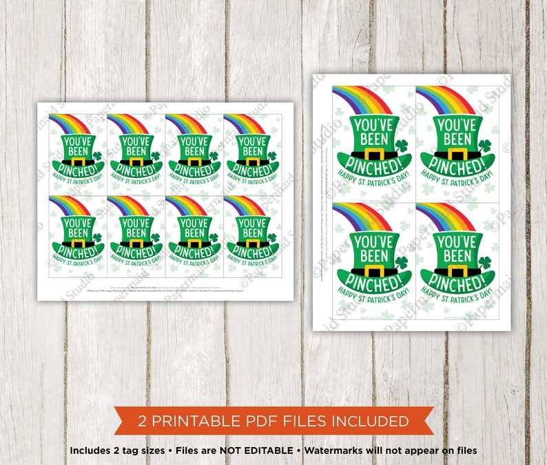 St. Patrick's Day Tag Printable - You've Been Pinched Tag - Staff St ...
