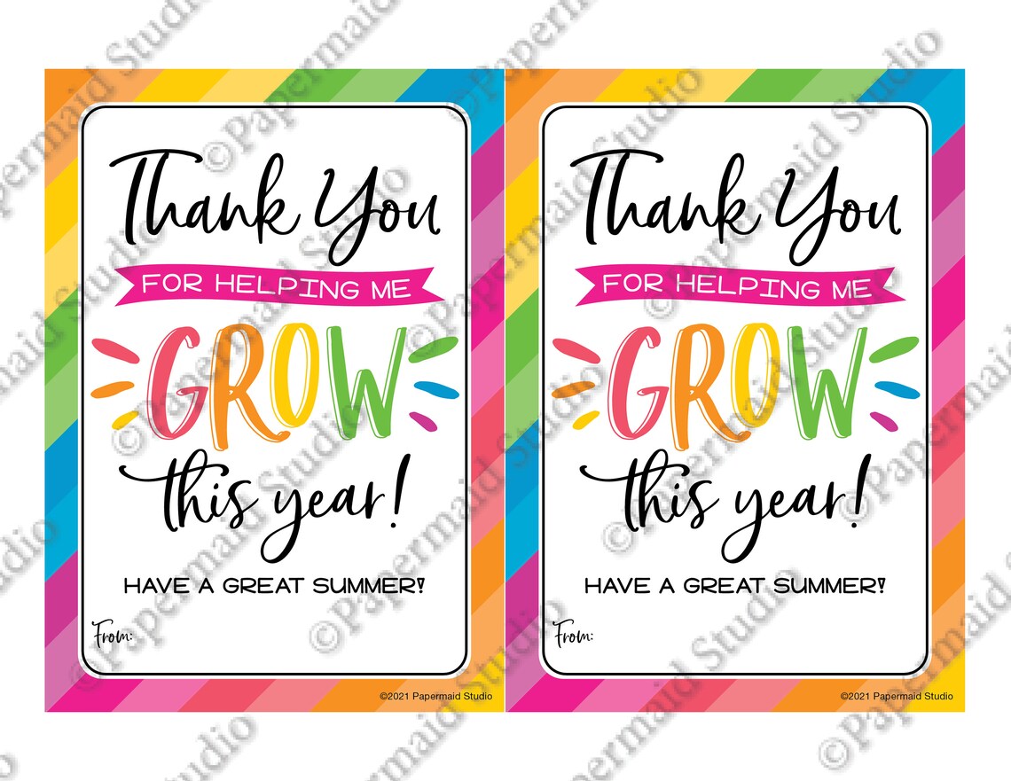 Printable Teacher Appreciation Plant Gift Tag Thank You Card - Etsy