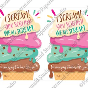 Teacher Appreciation Gift - Ice Cream Gift Card Holder - Appreciation ...