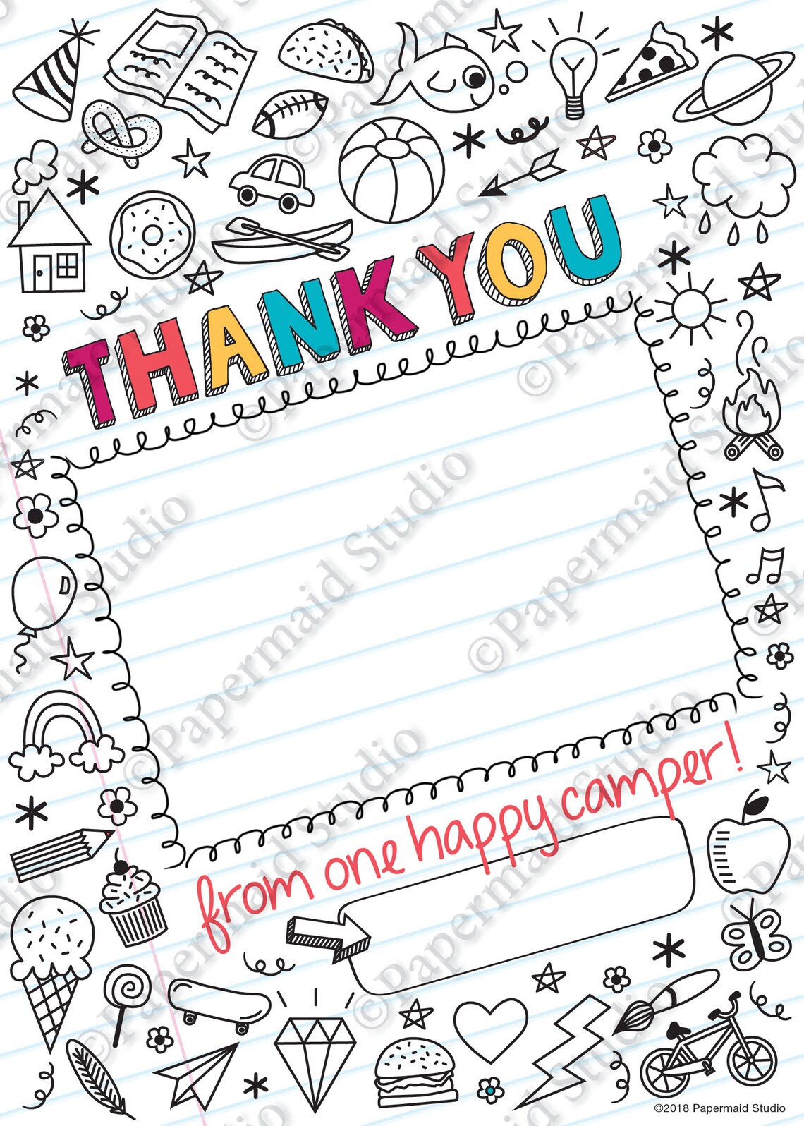 Summer Camp Thank You Card Printable Camp Counselor Gift - Etsy