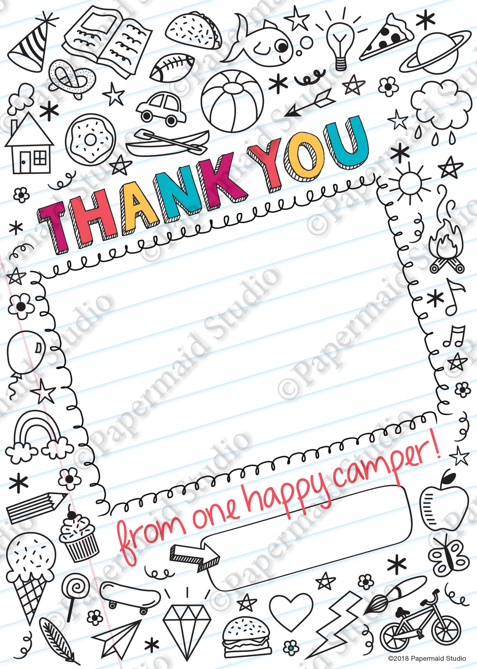 Summer Camp Thank You Card Printable Camp Counselor Gift - Etsy