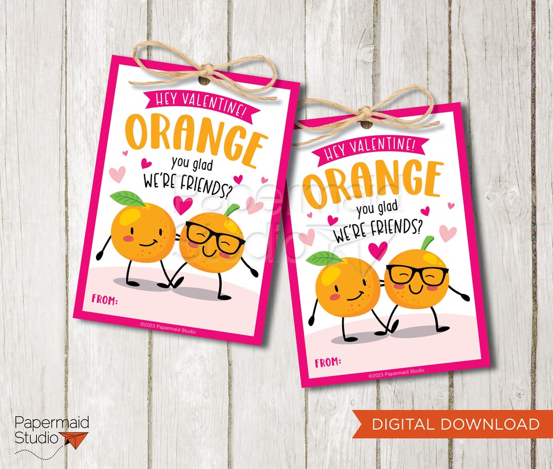 Valentine Orange Tags - Printable Orange Valentine Labels - Valentine ...