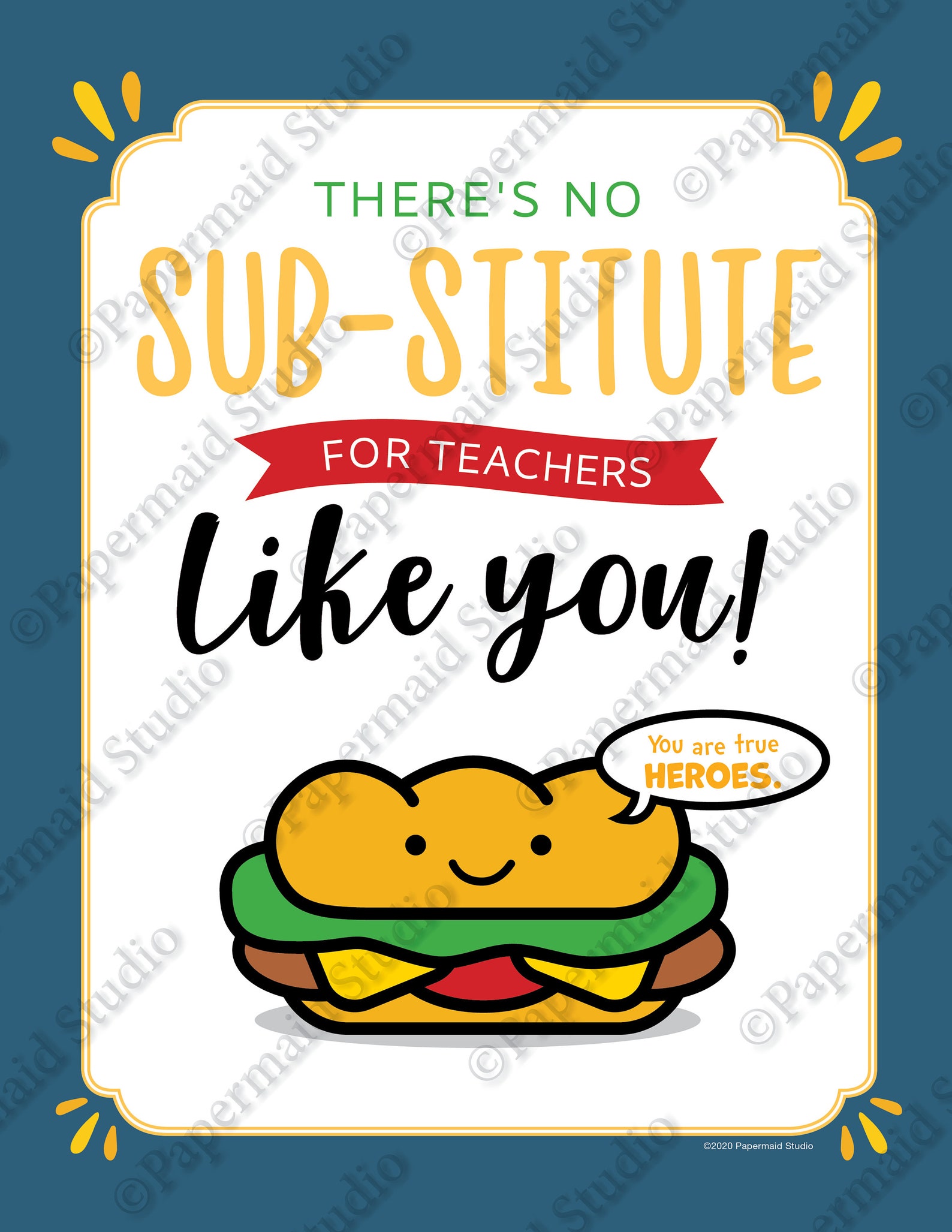 PRINTABLE Sub Sandwich Thank You Sign Teacher Appreciation | Etsy