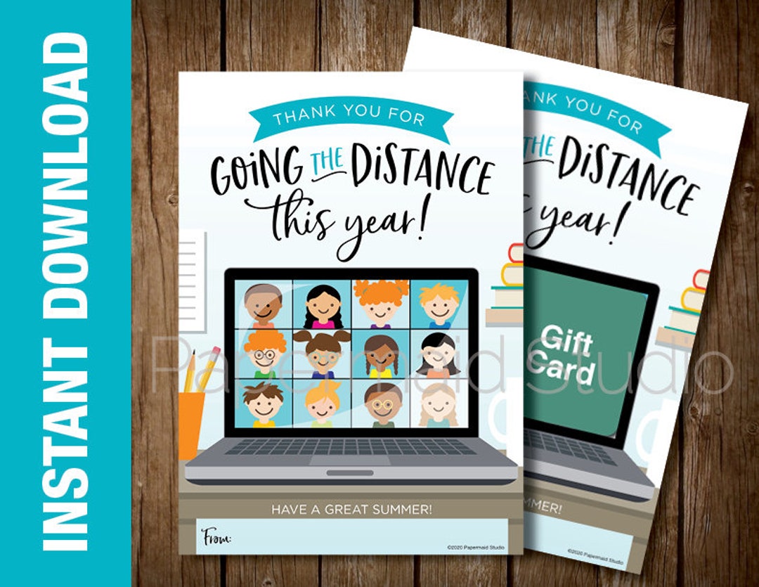 Virtual Teacher Thank You Gift Card Holder Printable - Distance ...
