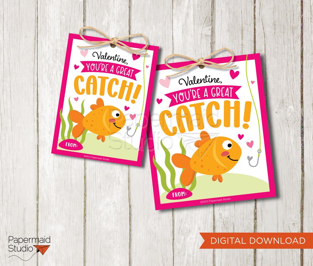 Goldfish Valentine Tags Printable - Valentine Cracker Tags - Snack Bag ...