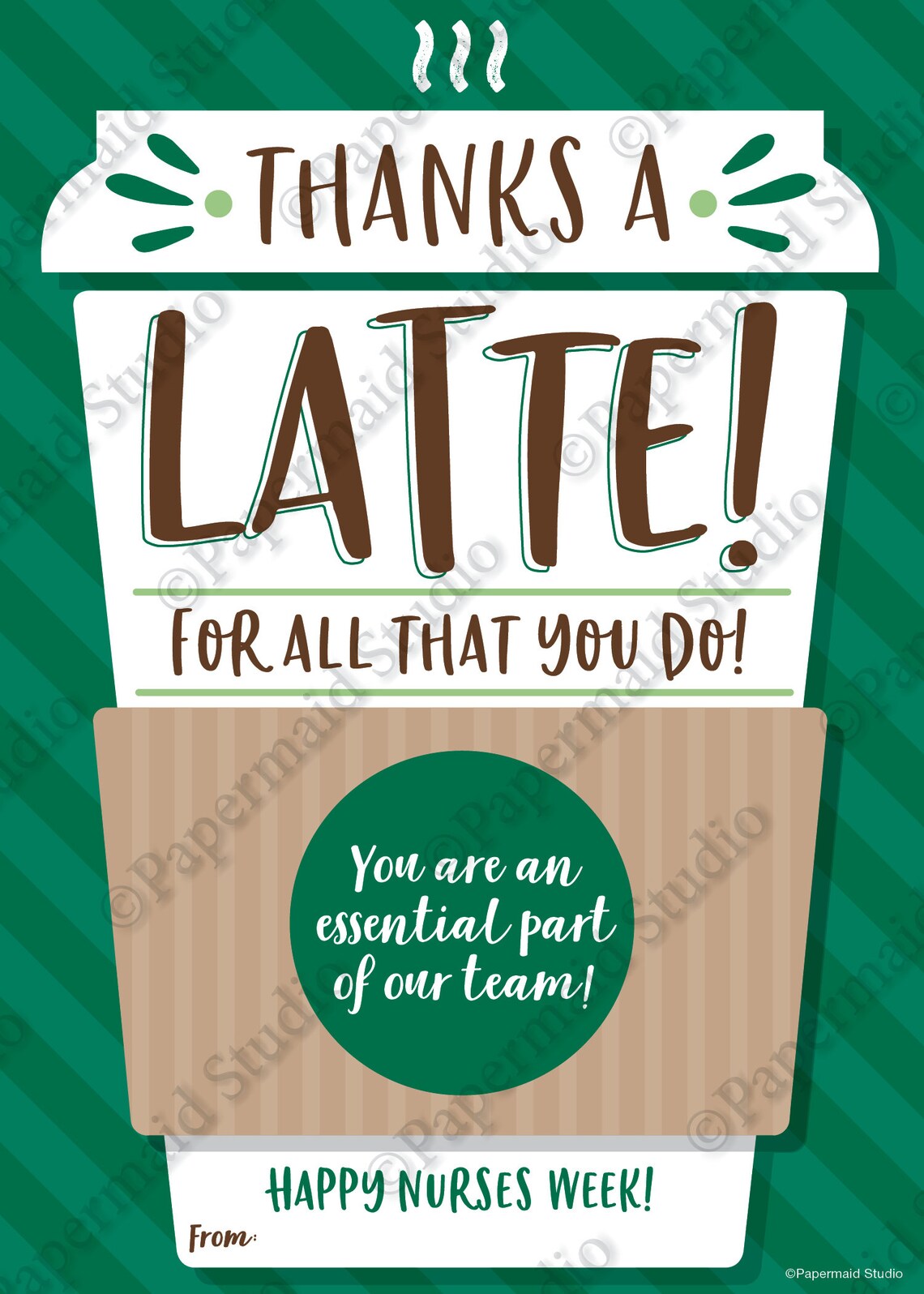 PRINTABLE Nurse Thanks a Latte Coffee Gift Card Holder - Nurses Week ...