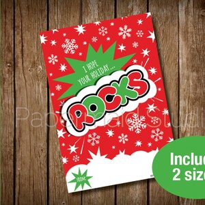 PRINTABLE Christmas Pop Candy Tag - I Hope Your Christmas Rocks Treat ...