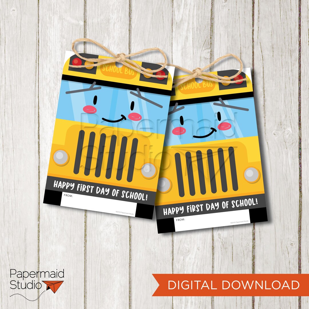 School Bus Tag Printable - Back to School Bus Driver Gift - First Day ...