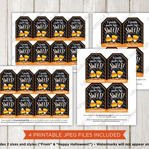 Halloween Gift Tag Printable - Friend Halloween Candy Tag - Candy Corn ...