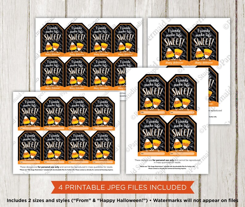 Halloween Gift Tag Printable - Friend Halloween Candy Tag - Candy Corn ...