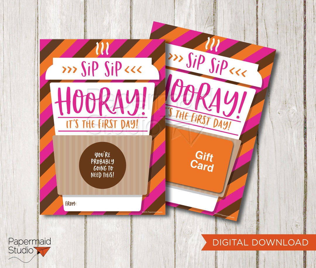 Back to School Coffee Printable First Day of School Teacher Gift Card ...