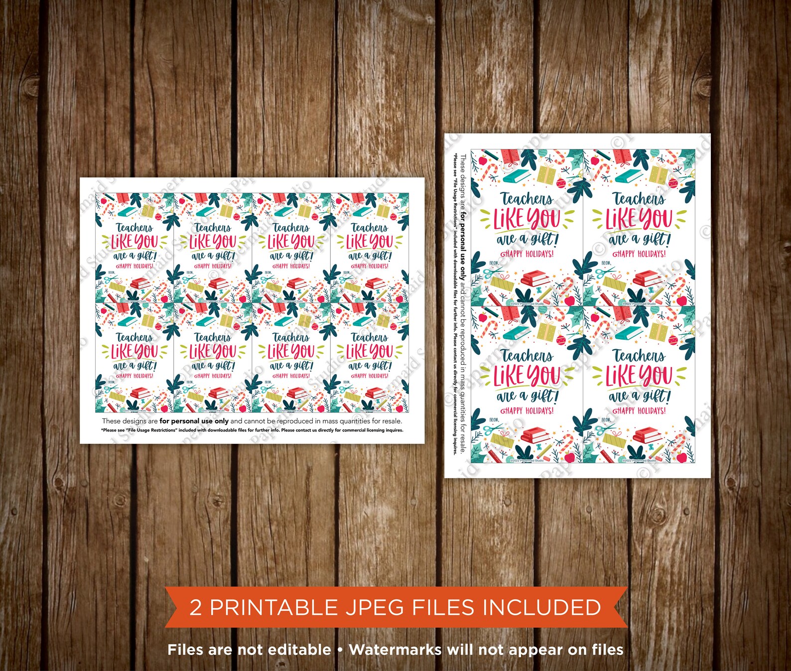 Teacher Christmas Gift Tag Printable Teacher Christmas Card - Etsy