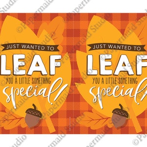 PRINTABLE Fall Leaf Gift Tag - Thanksgiving Thank You Hang Tag - Autumn ...