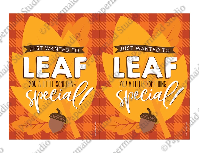 PRINTABLE Fall Leaf Gift Tag - Thanksgiving Thank You Hang Tag - Autumn ...