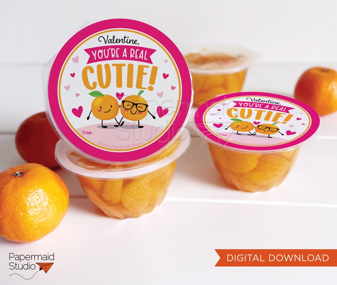 Valentine Orange Cup Tags Printable Orange Valentine Labels Valentine ...