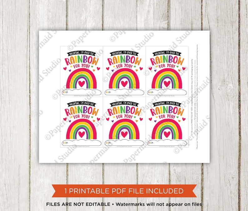 Rainbow Valentine Tag Printable - Valentine Rainbow Label - Rainbow ...