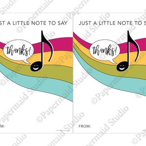 PRINTABLE Music Teacher Thank You Card -- Printable Music Teacher Gift ...