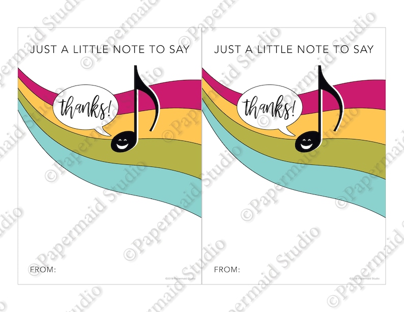 PRINTABLE Music Teacher Thank You Card -- Printable Music Teacher Gift ...