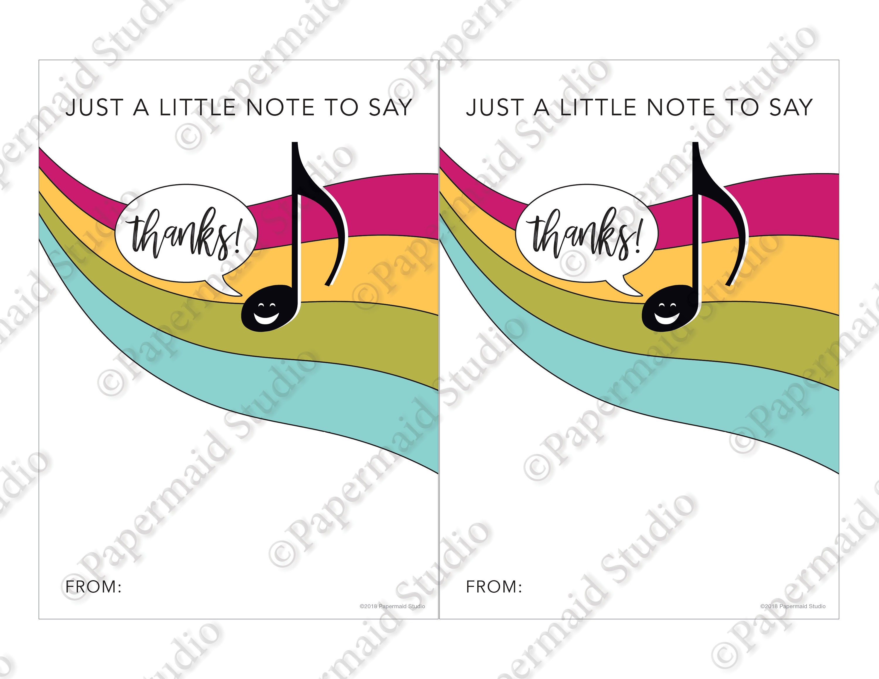 PRINTABLE Music Teacher Thank You Card -- Printable Music Teacher Gift ...