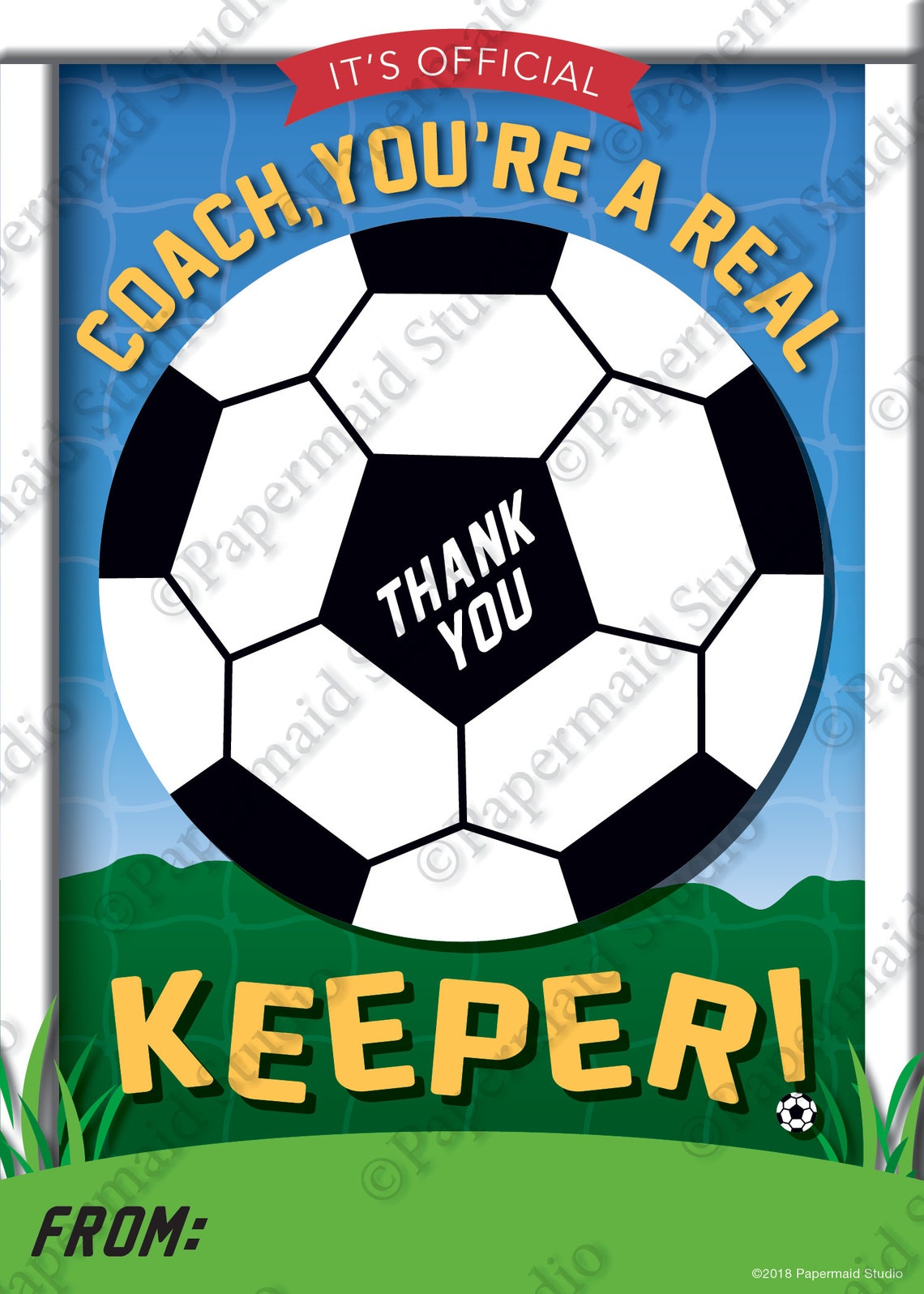 PRINTABLE Soccer Coach Thank You Card -- Printable Soccer Coach Gift ...