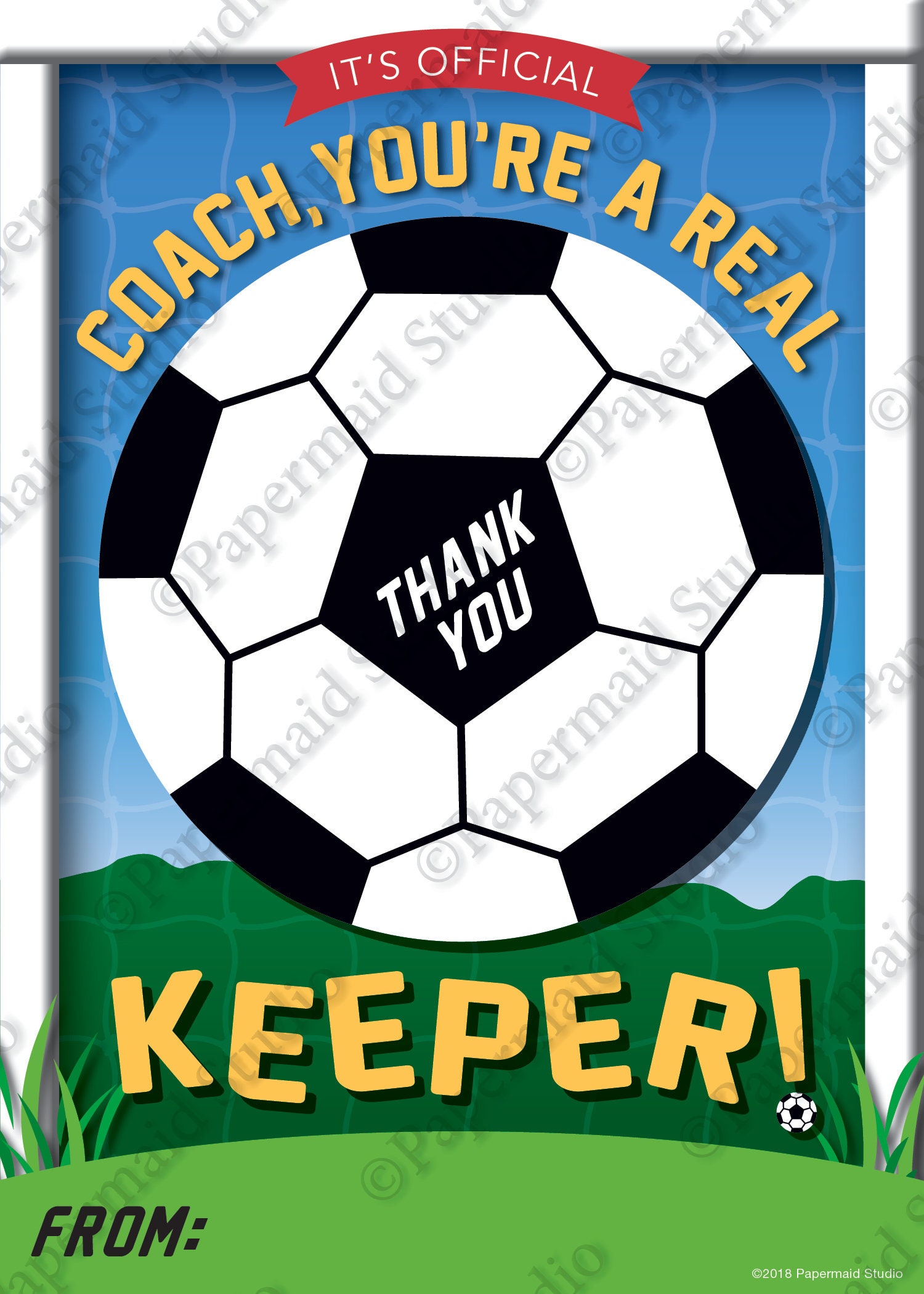 PRINTABLE Soccer Coach Thank You Card Printable Soccer | Etsy