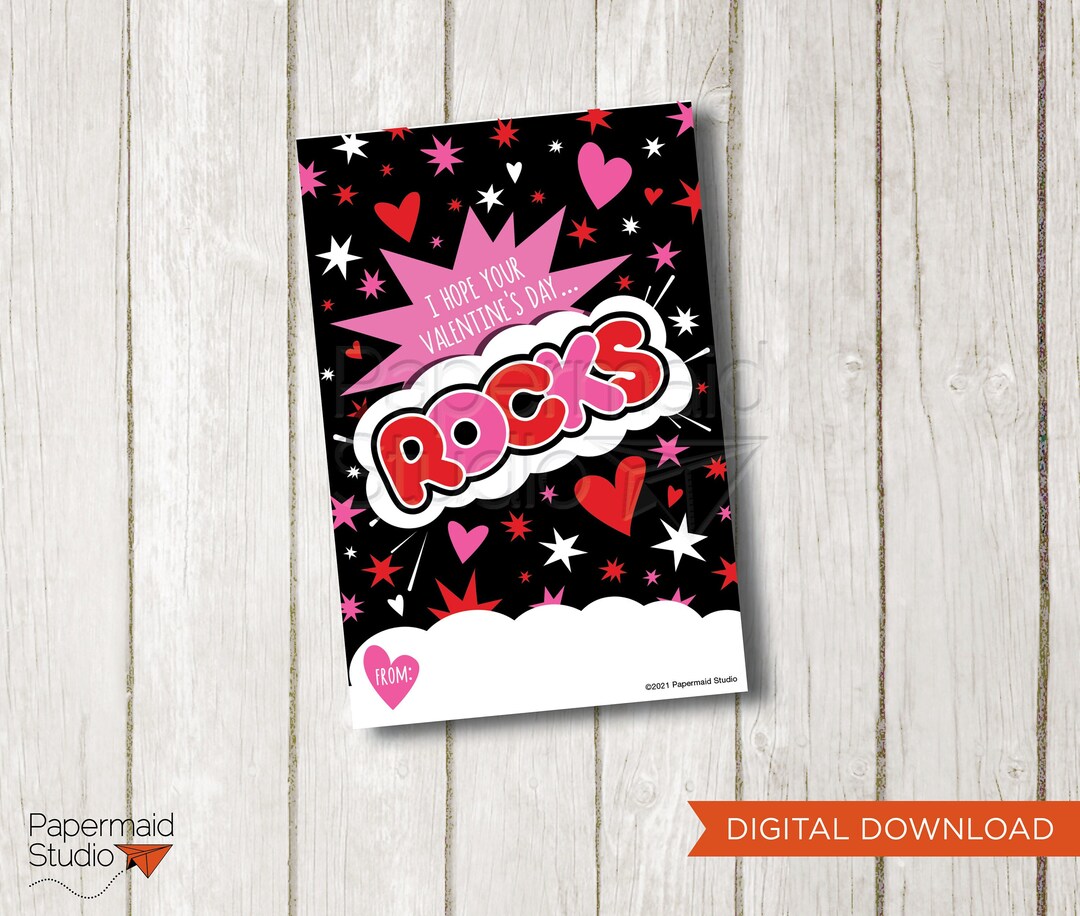 Valentine Pop Candy Tag Printable - I Hope Your Valentine's Day Rocks ...