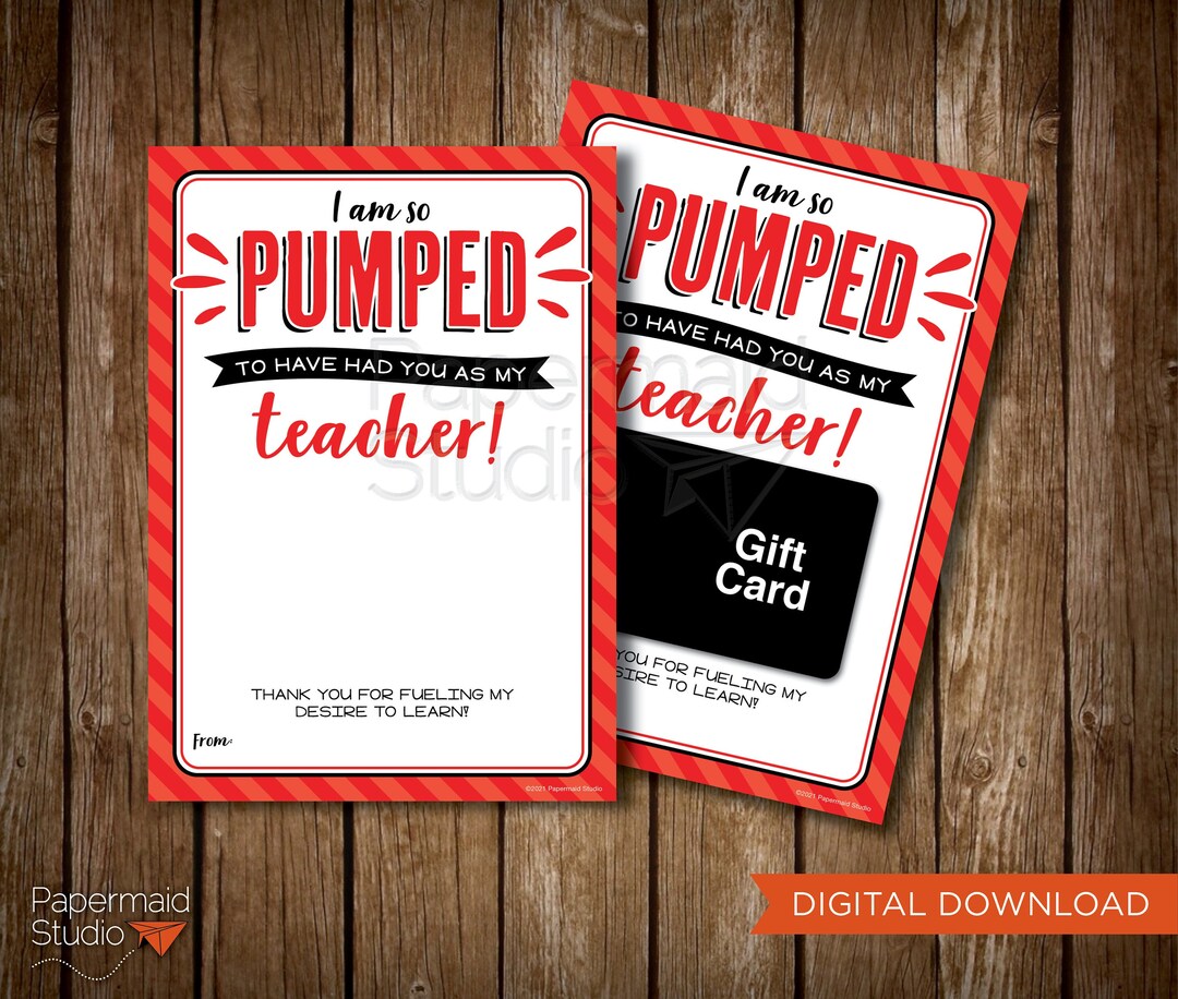 Teacher Thank You Card - Teacher Gas Gift Card Holder - Teacher Last ...