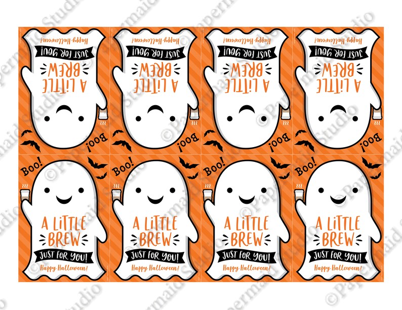 Halloween Gift Tag for Coffee Teacher Halloween Hang Tag - Etsy
