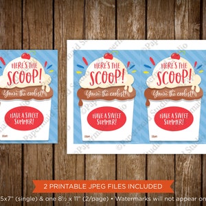 Ice Cream Gift Card Holder Printable - End of the Year School Gift ...