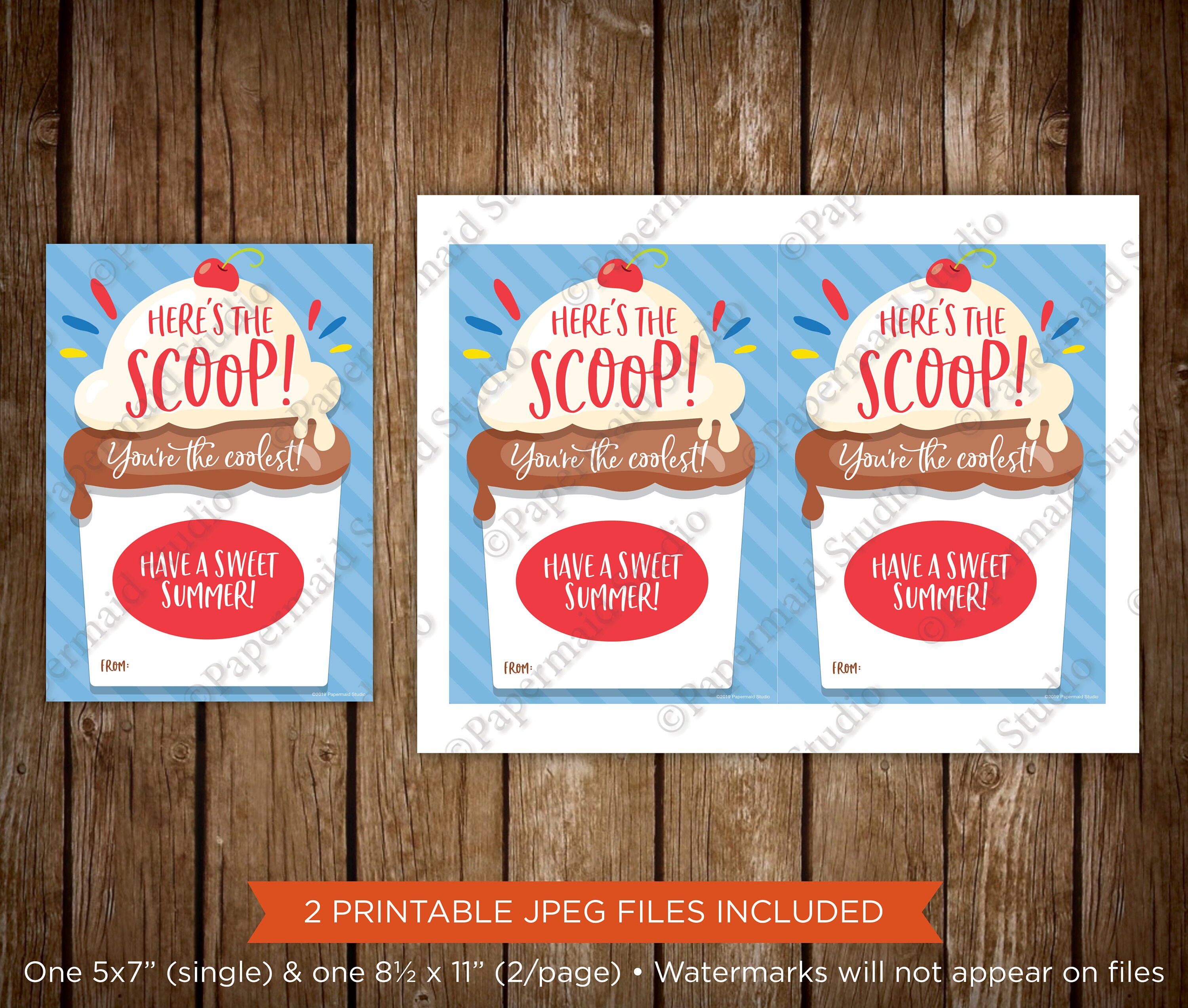 Ice Cream Gift Card Holder Printable - End of the Year School Gift ...