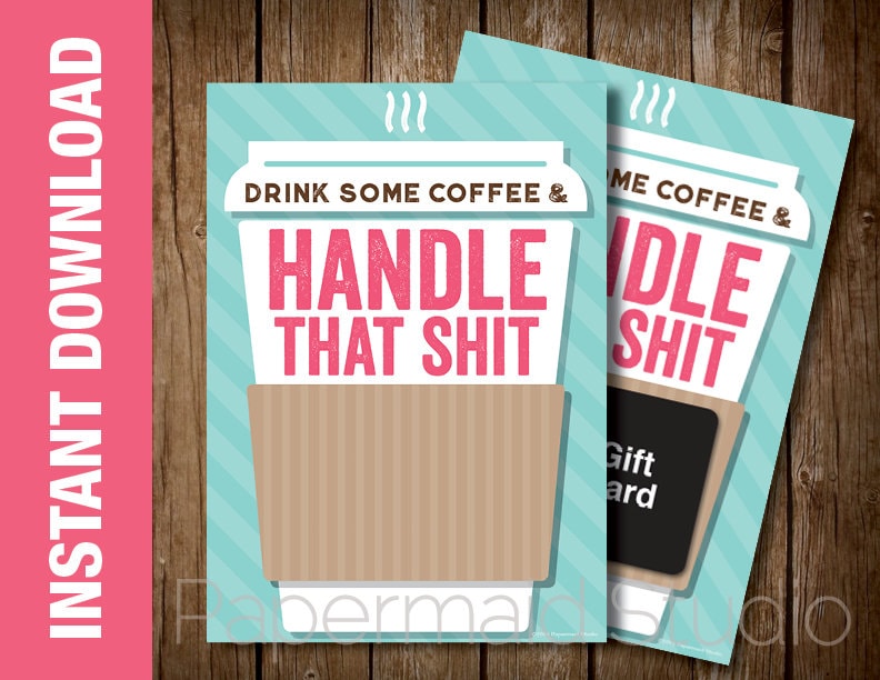 PRINTABLE Coffee Gift Card holder Funny Coffee Gift Card | Etsy