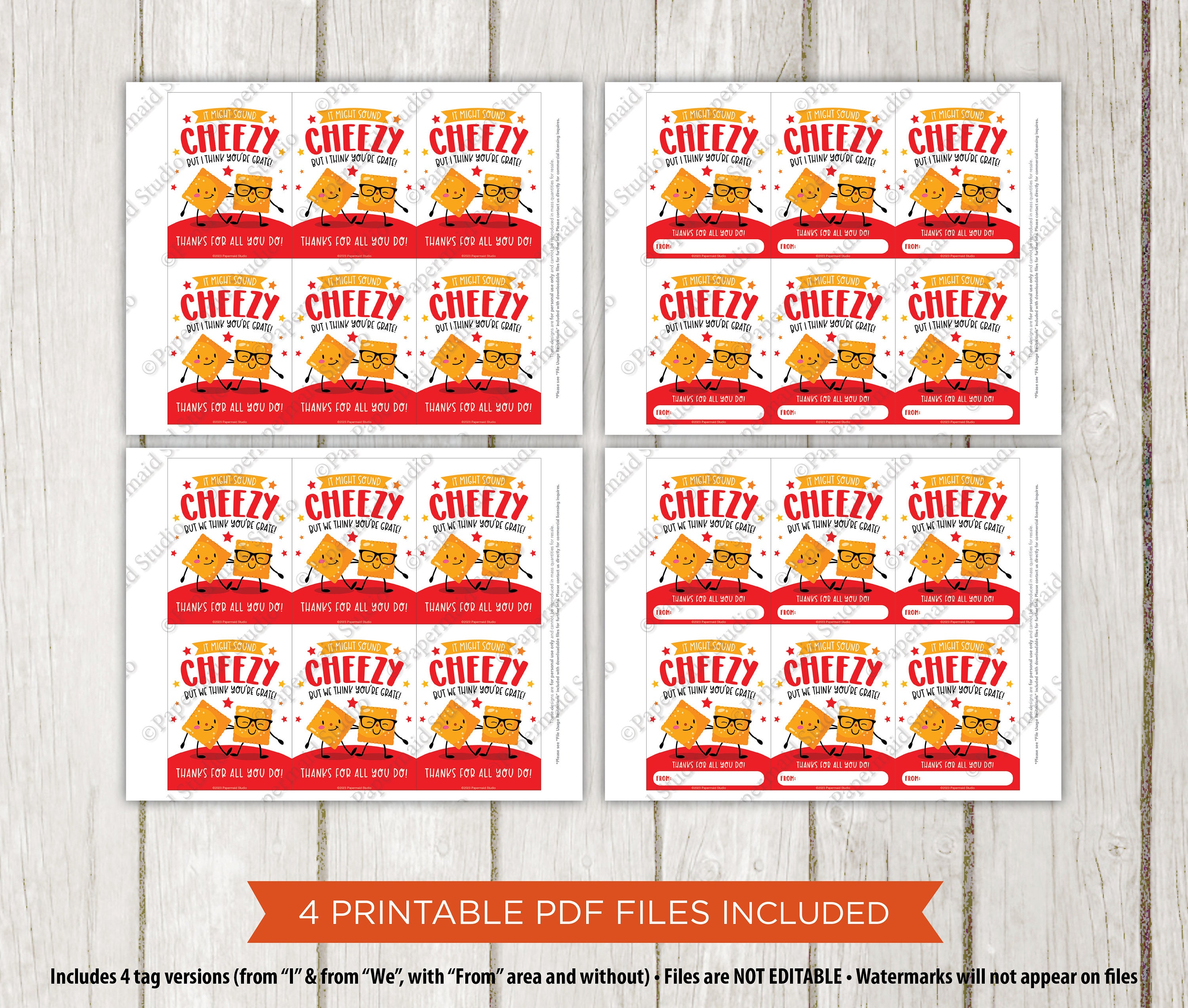 Cheese Cracker Thank You Tags - Teacher Appreciation Cheese Cracker Tag ...
