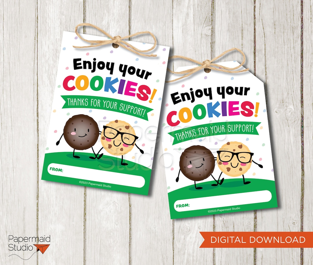 Cookie Thank You Tags Printable - Cookie Booth Thank You Note - Cookie ...